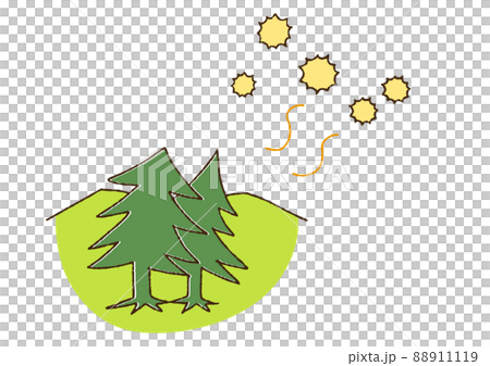 Pollen flying from a cedar tree Comical... - Stock Illustration ...