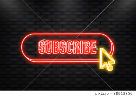 Neon Icon. Red rounded subscribe button on...のイラスト素材 [88918356] - PIXTA