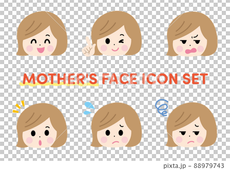 Mother's face facial expression variation set... - Stock Illustration ...