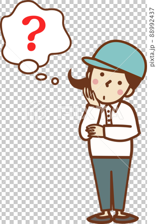 Worker, female, arm-folded, thinking,... - Stock Illustration [88992437 ...