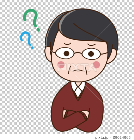 Middle-aged man wondering - Stock Illustration [89014965] - PIXTA