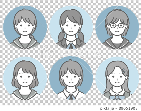 Female student circle icon set - Stock Illustration [89051905] - PIXTA