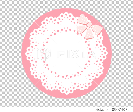 Ribbon and lace round frame - Stock Illustration [89074073] - PIXTA