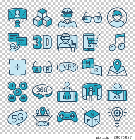 XR extended reality VR / AR / MR icon set - Stock Illustration ...