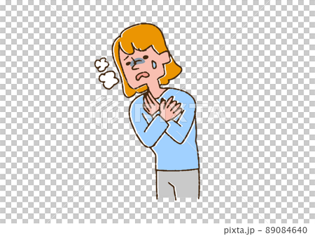 A woman who feels stuffy, a comical handwritten... - Stock Illustration ...