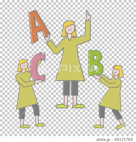 Woman with the alphabet - Stock Illustration [89125769] - PIXTA