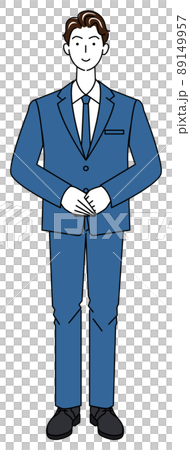 Standing posture of a cute man in a suit... - Stock Illustration ...