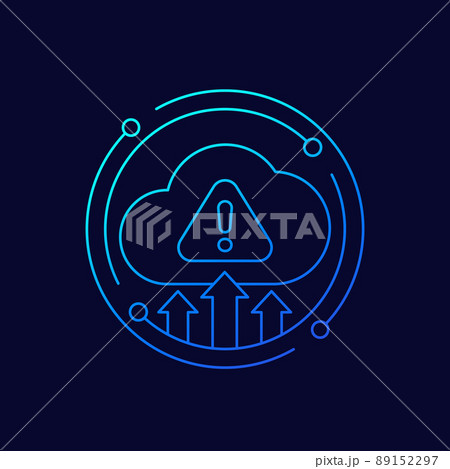 warning, upload error line vector icon with cloudのイラスト素材 [89152297] - PIXTA