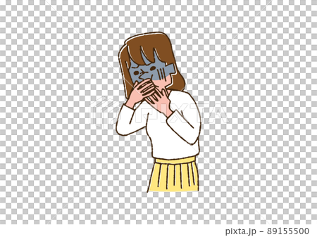 A woman who is about to vomit, a comical... - Stock Illustration ...