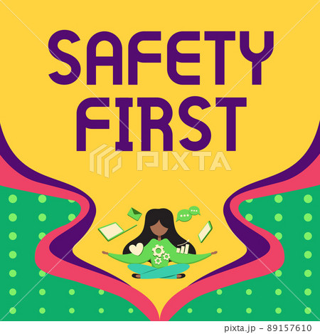 Writing displaying text Safety First. Word for...のイラスト素材 [89157610] - PIXTA