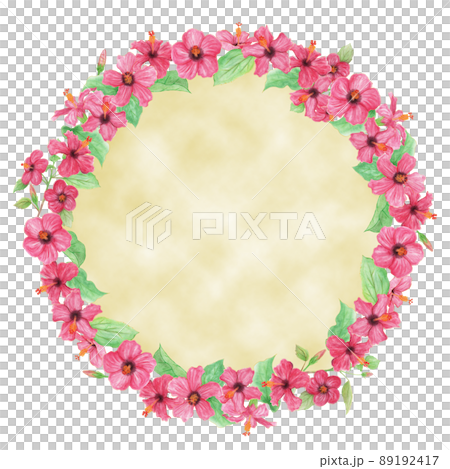 Hand drawn illustration frame of red hibiscus... - Stock Illustration ...