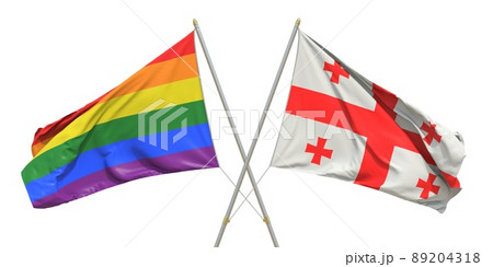 Flags of Georgia and LGBTQ on white background....のイラスト素材 [89204318 ...