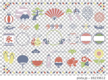 Summer Japanese style material and Japanese... - Stock Illustration ...
