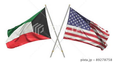 Flags of the USA and Kuwait on white...のイラスト素材 [89278758] - PIXTA