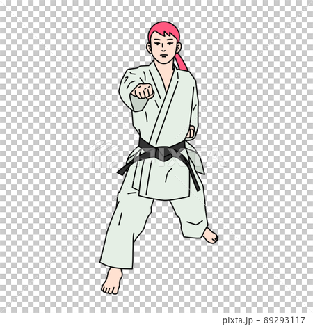 Illustration of a woman doing karate (shape)... - Stock Illustration ...