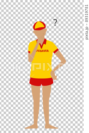 Senior female life saver poses, have doubts - Stock Illustration ...
