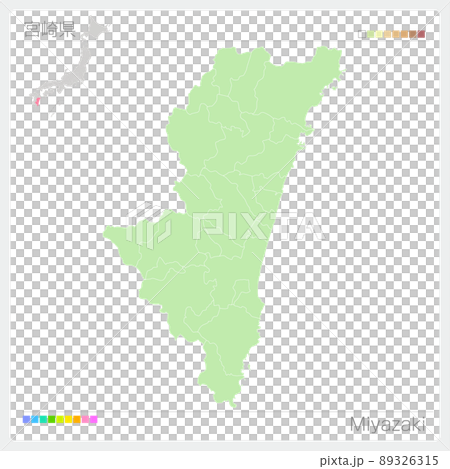 Miyazaki Prefecture / Miyazaki Map - Stock Illustration [89326315] - PIXTA