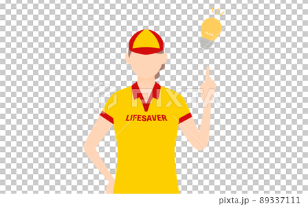 Female life saver poses, pointing and giving... - Stock Illustration ...
