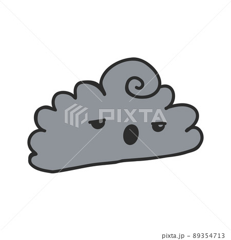 Vector hand drawn doodle sketch cloud with face...のイラスト素材 [89354713 ...