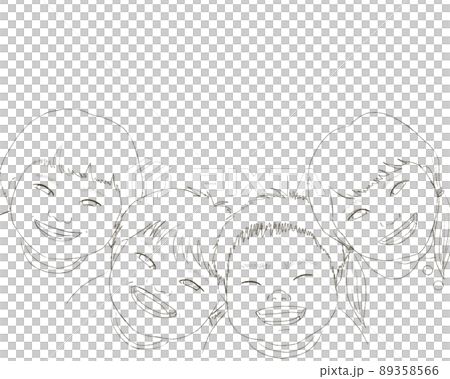 Line drawing of a smiling child - Stock Illustration [89358566] - PIXTA