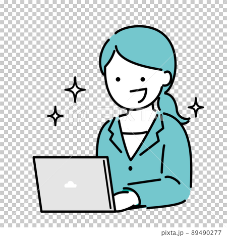 Operate a personal computer Female business... - Stock Illustration ...