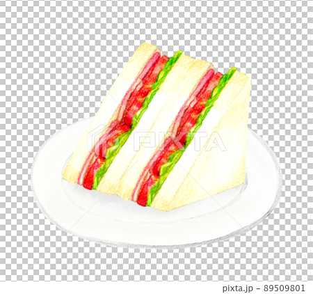 BLT sandwich on a plate Hand-painted watercolor... - Stock Illustration ...