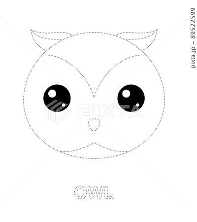 Owl tracing worksheet for kidsのイラスト素材 [89522599] - PIXTA