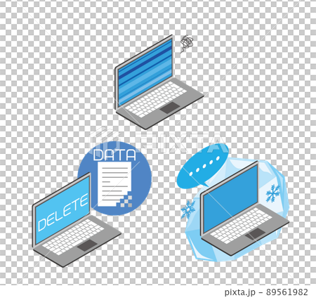 Illustration set of PC malfunction - Stock Illustration [89561982] - PIXTA
