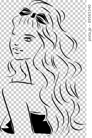 A line art of a woman looking back - Stock Illustration [89565340] - PIXTA