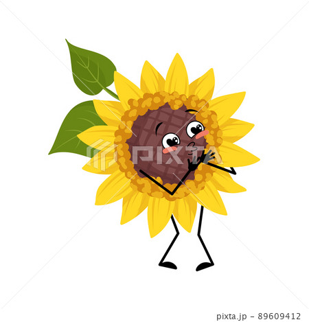 Sunflower character with love emotions, smile...のイラスト素材 [89609412] - PIXTA