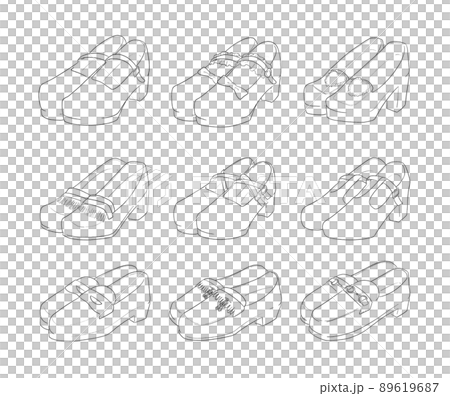 Loafer line drawing illustration set - Stock Illustration [89619687 ...