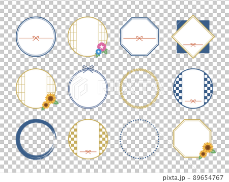 Japanese style frame set, circular label,... - Stock Illustration ...