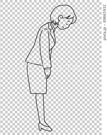 Person / woman bowing / line art - Stock Illustration [89665932] - PIXTA