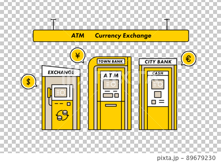 Illustration of ATM corner ATMs at stations... - Stock Illustration ...