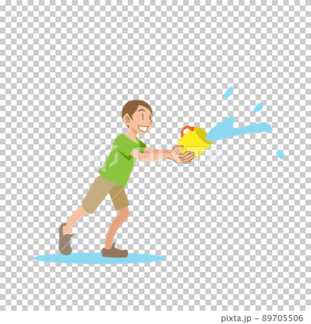 A child pouring water in a bucket - Stock Illustration [89705506] - PIXTA