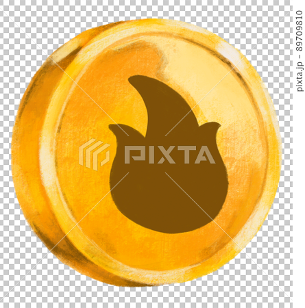 gold coin with symbol fire element hand drawn...-插圖素材 [89709810] - PIXTA圖庫