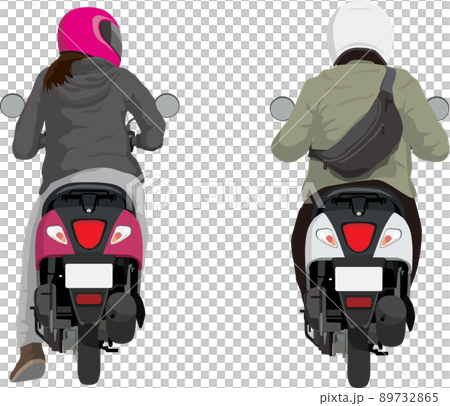 Back view of the scooter rider - Stock Illustration [89732865] - PIXTA