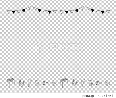 BBQ motif line illustration frame - Stock Illustration [89751761] - PIXTA