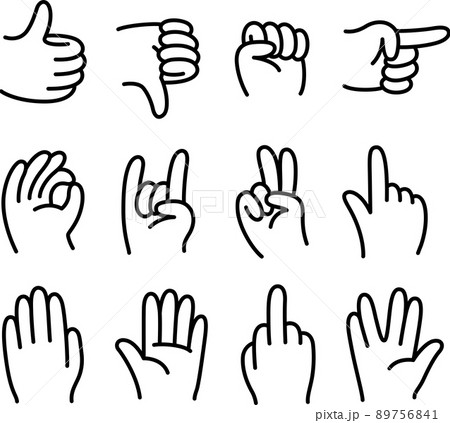Cartoon hand gesture icon setのイラスト素材 [89756841] - PIXTA