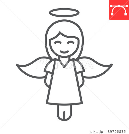 Angel girl line icon, christmas and easter,...のイラスト素材 [89796836] - PIXTA