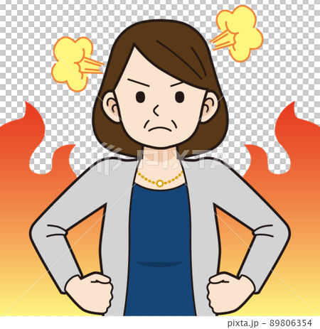 Angry working middle woman _ line drawing - Stock Illustration ...