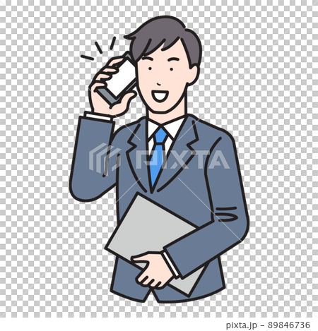 Illustration of a man in a suit calling on a... - Stock Illustration ...