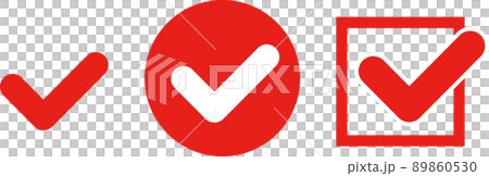 Check box mark icon set red - Stock Illustration [89860530] - PIXTA
