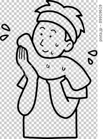 Illustration of a man wiping his face with a... - Stock Illustration ...