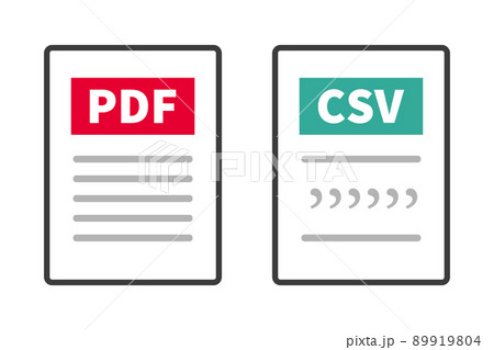 PDFファイルとCSVファイルのアイコンセットのイラスト素材 [89919804] - PIXTA