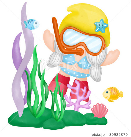 Watercolor Gnomes Diving Summer Clipartのイラスト素材 [89922379] - PIXTA