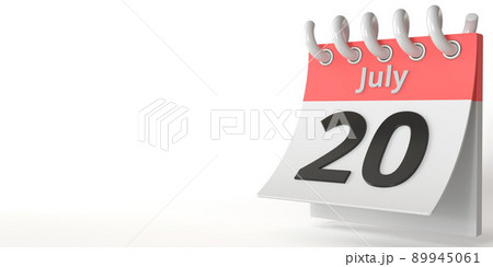July 20 date on a tear-off calendar, 3d renderingのイラスト素材 [89945061] - PIXTA