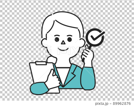 Business woman in check pose with magnifying glass - Stock Illustration ...