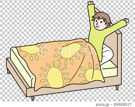 Illustration of a man getting up from bed - Stock Illustration ...