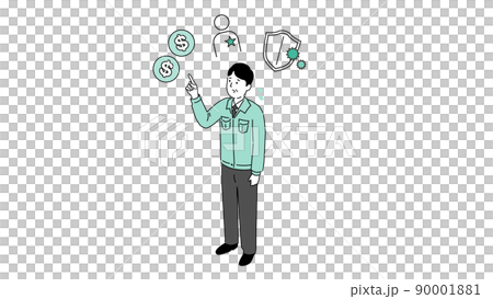 Illustration, vector of middle-aged men in work... - Stock Illustration ...